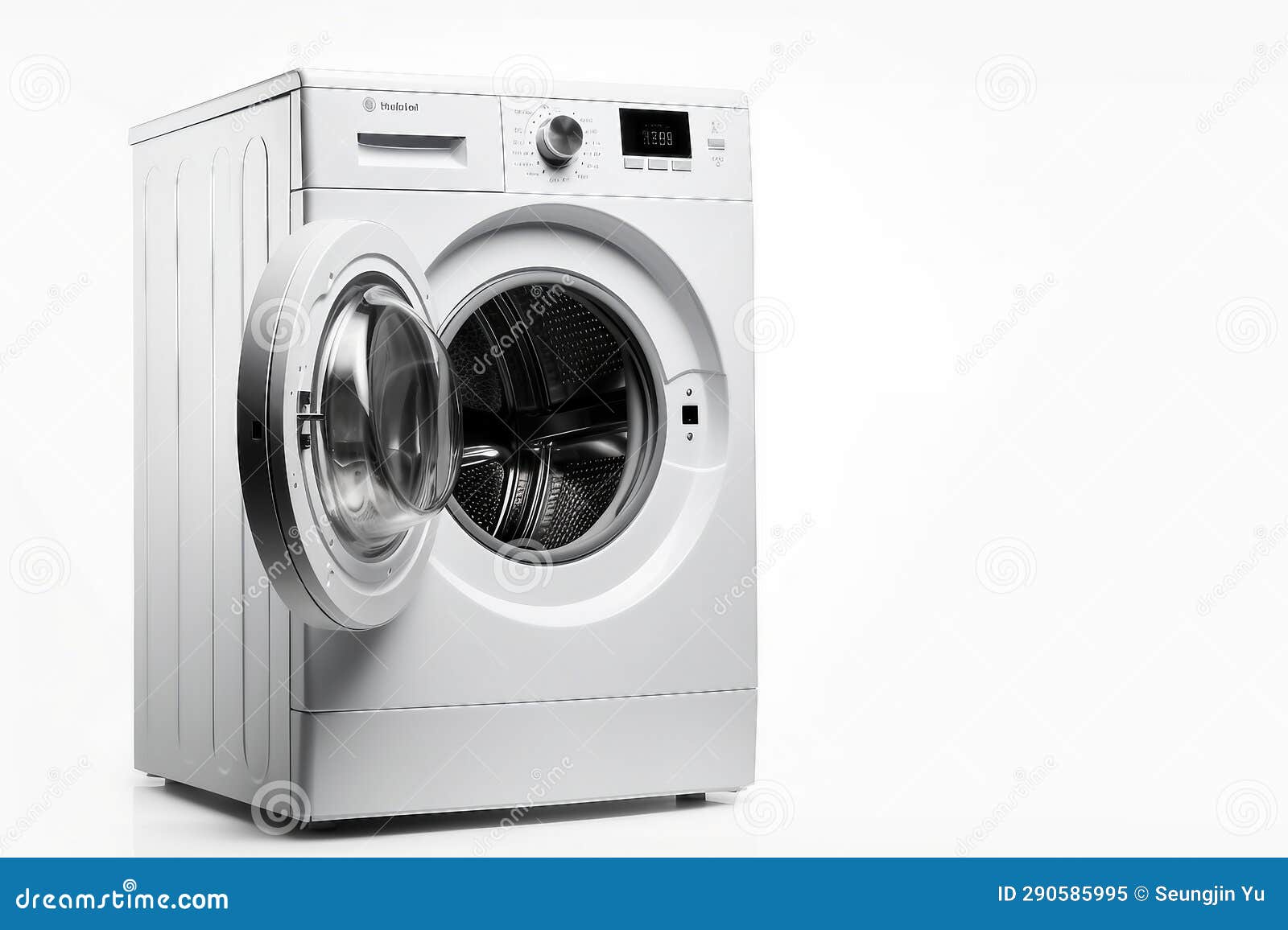 White Front Load Washing Machine Isolated on White Background. Modern ...