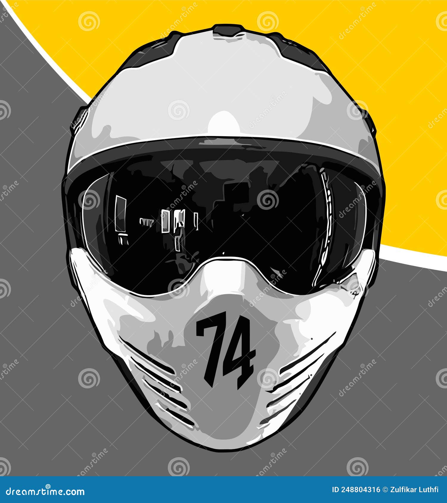 Cool Helmet Front View in White Stock Vector - Illustration of face ...