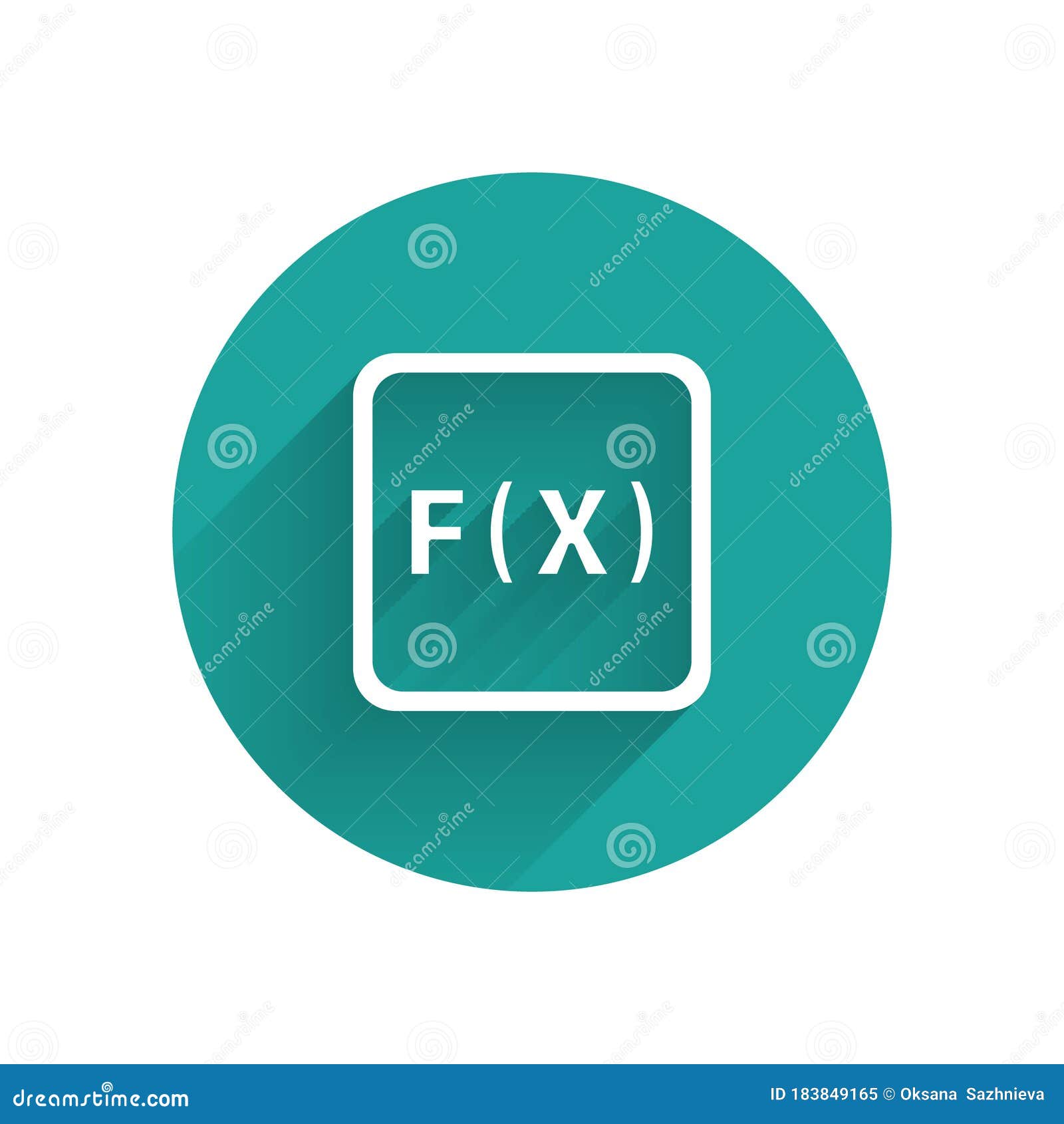 White Function Mathematical Symbol Icon Isolated with Long Shadow ...