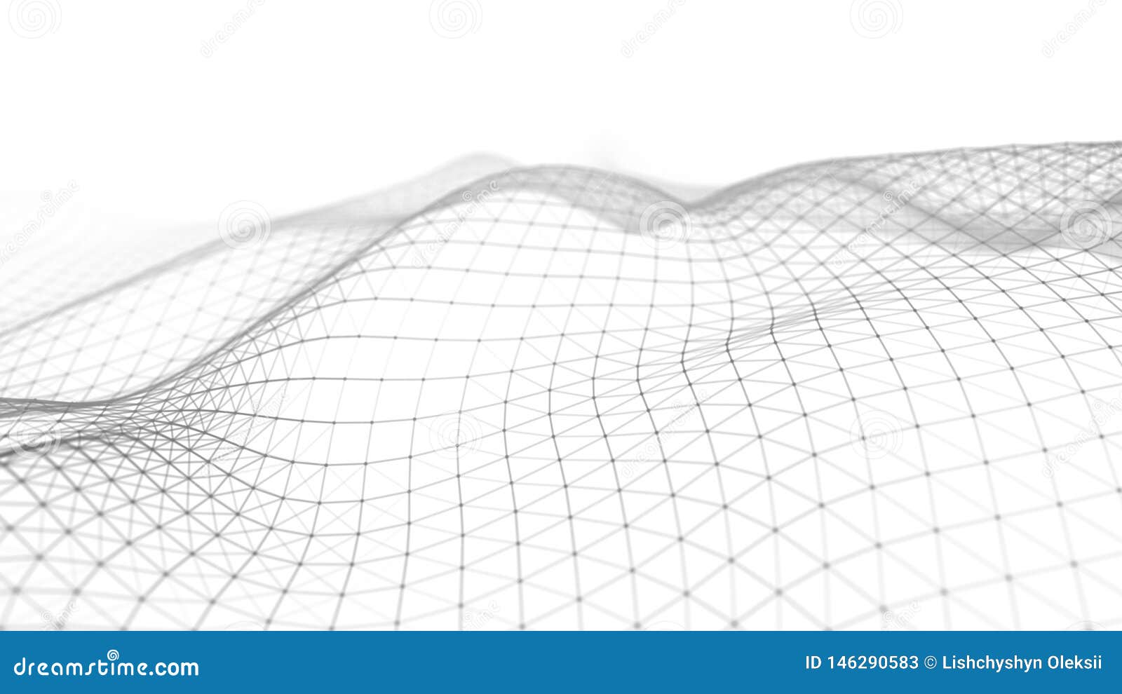 White Futuristic Background. Wave with Connecting Dots and Lines on ...