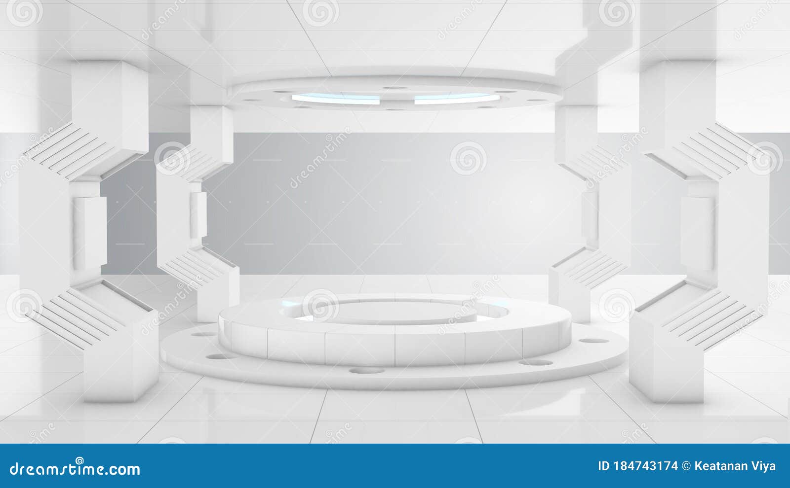 White Futuristic 3d Construction Tunnel Lab Stock Illustration ...