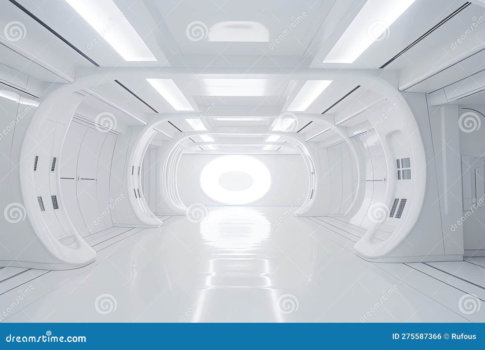 White Futuristic Empty Room Stock Illustration - Illustration of indoor ...