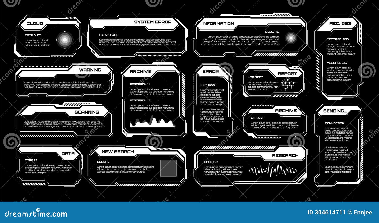 White Futuristic HUD, UI Elements. Sci-fi User Interface Text Boxes ...