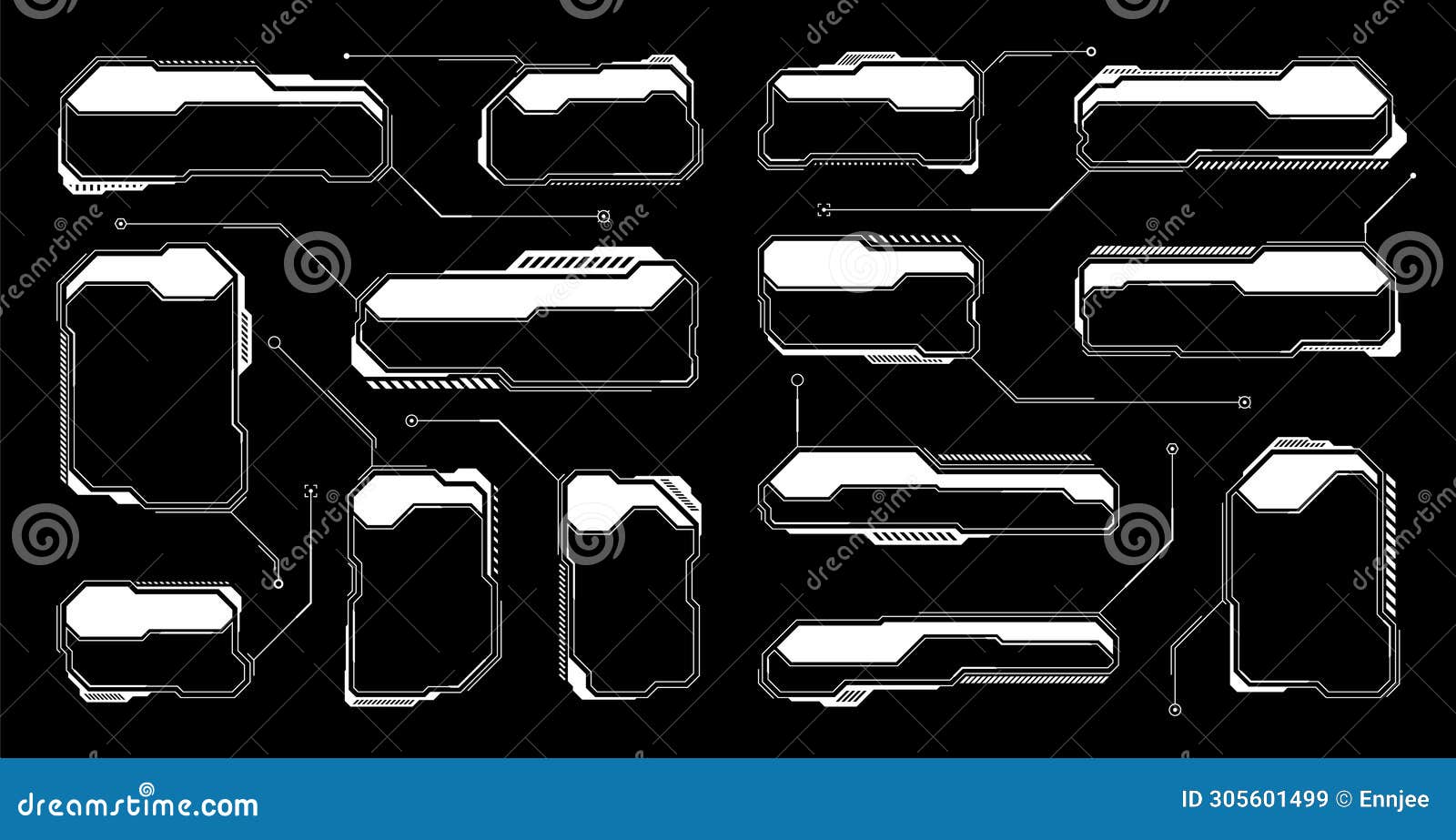 White Futuristic HUD, UI Elements. Sci-fi User Interface Text Boxes ...