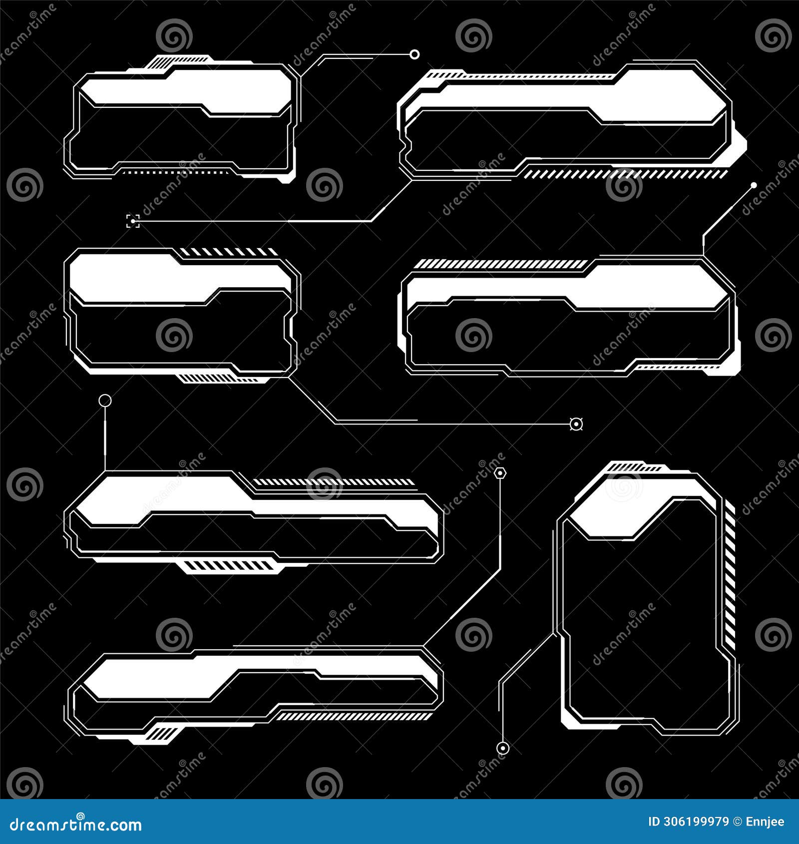 White Futuristic HUD, UI Elements. Sci-fi User Interface Text Boxes ...
