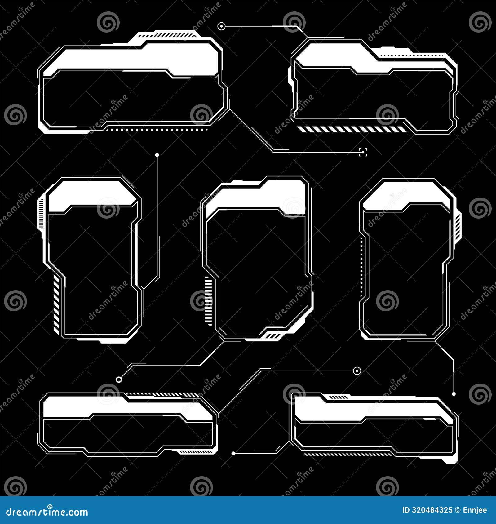 White Futuristic HUD, UI Elements. Sci-fi User Interface Text Boxes ...