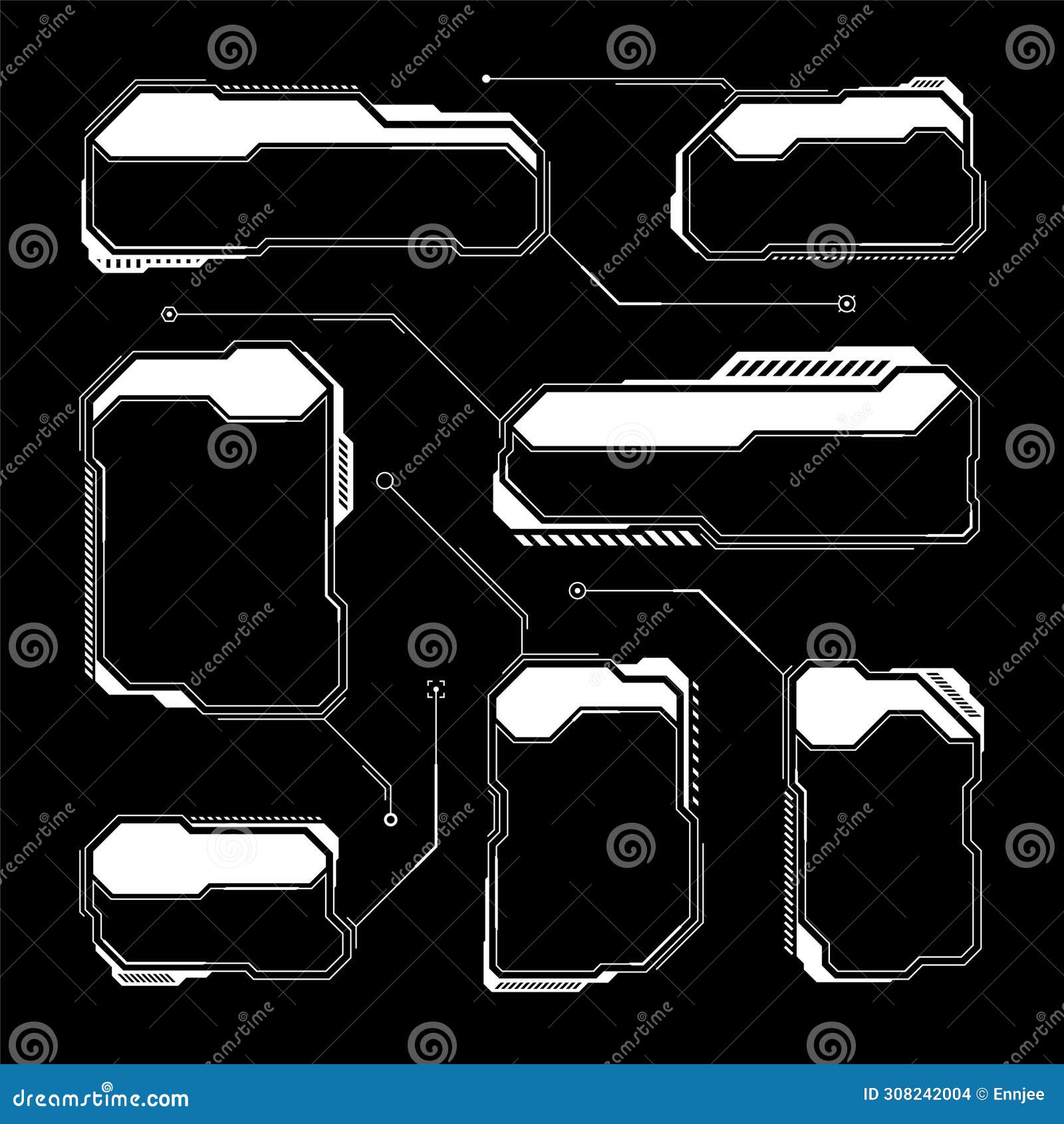 White Futuristic Hud Ui Elements Sci Fi User Interface Text Boxes Callouts Stock Vector