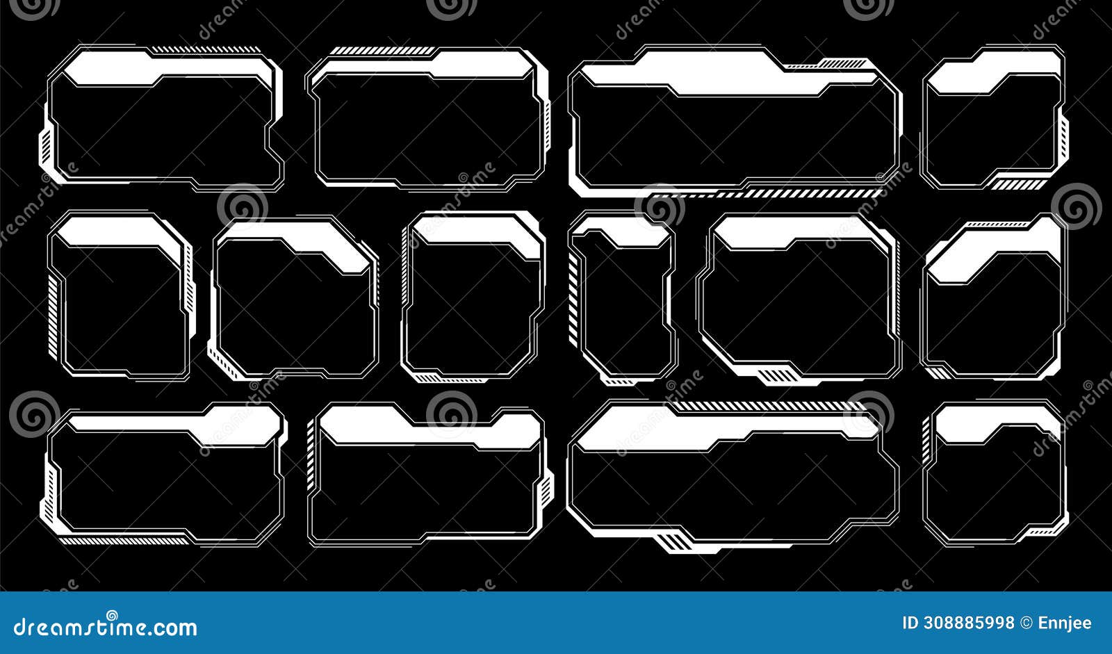 White Futuristic HUD, UI Elements. Sci-fi User Interface Text Boxes ...