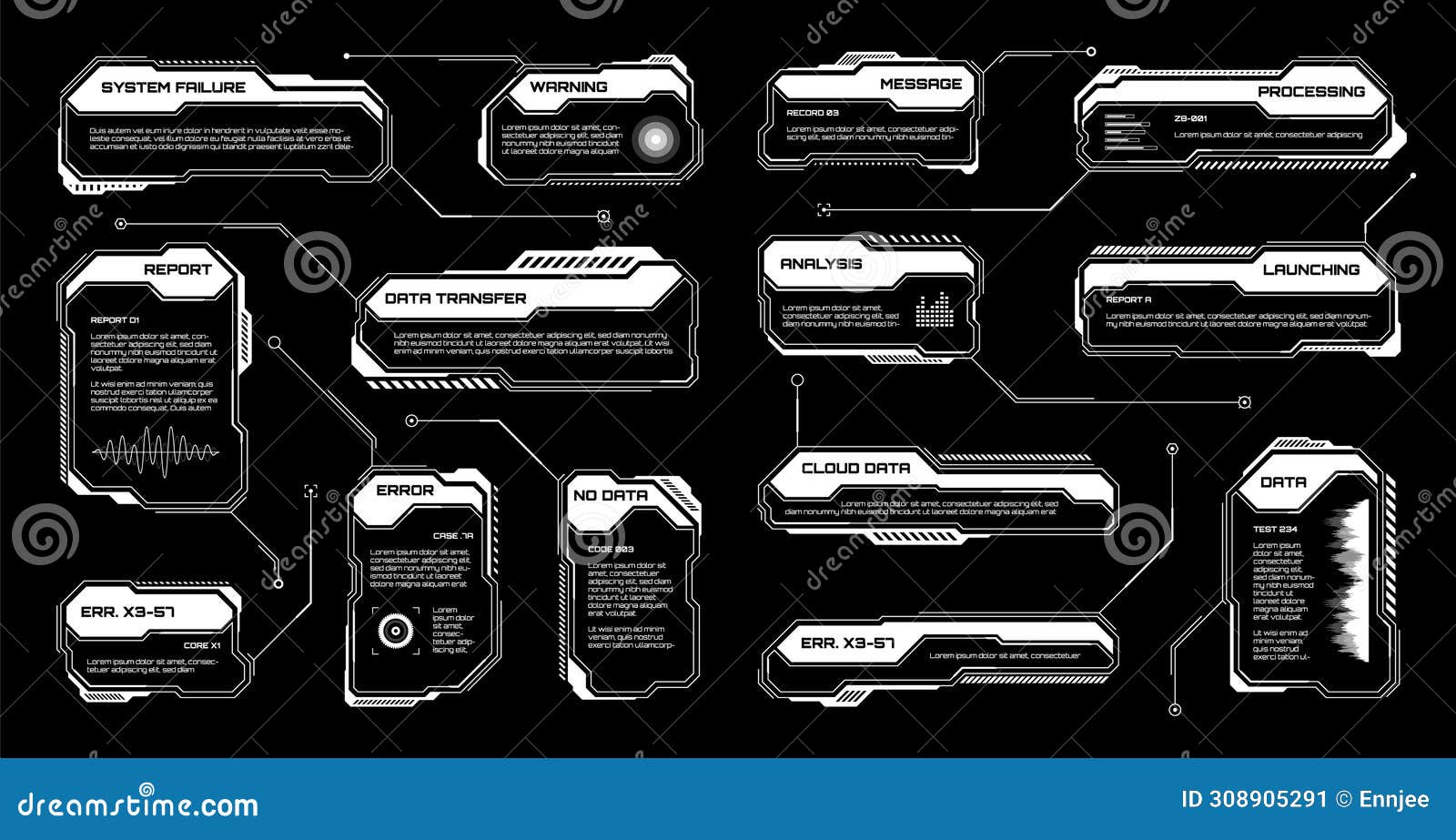 White Futuristic HUD, UI Elements. Sci-fi User Interface Text Boxes ...