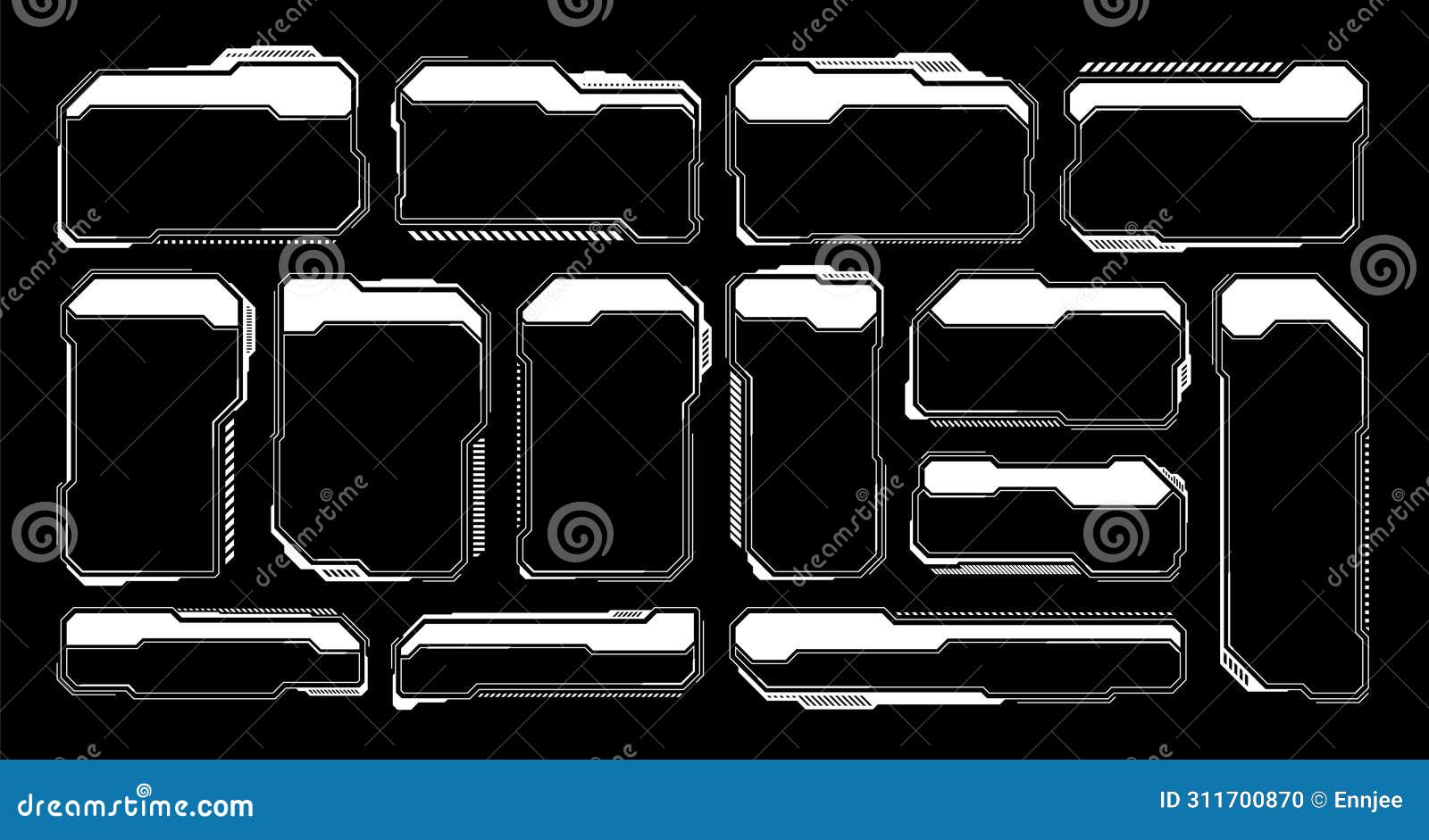 White Futuristic Hud Ui Elements Sci Fi User Interface Text Boxes Callouts Stock Vector