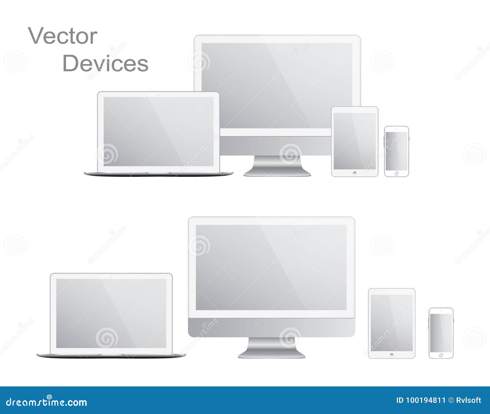 White Gadgets and Devices, Realistic Vector Illustration Stock Vector ...