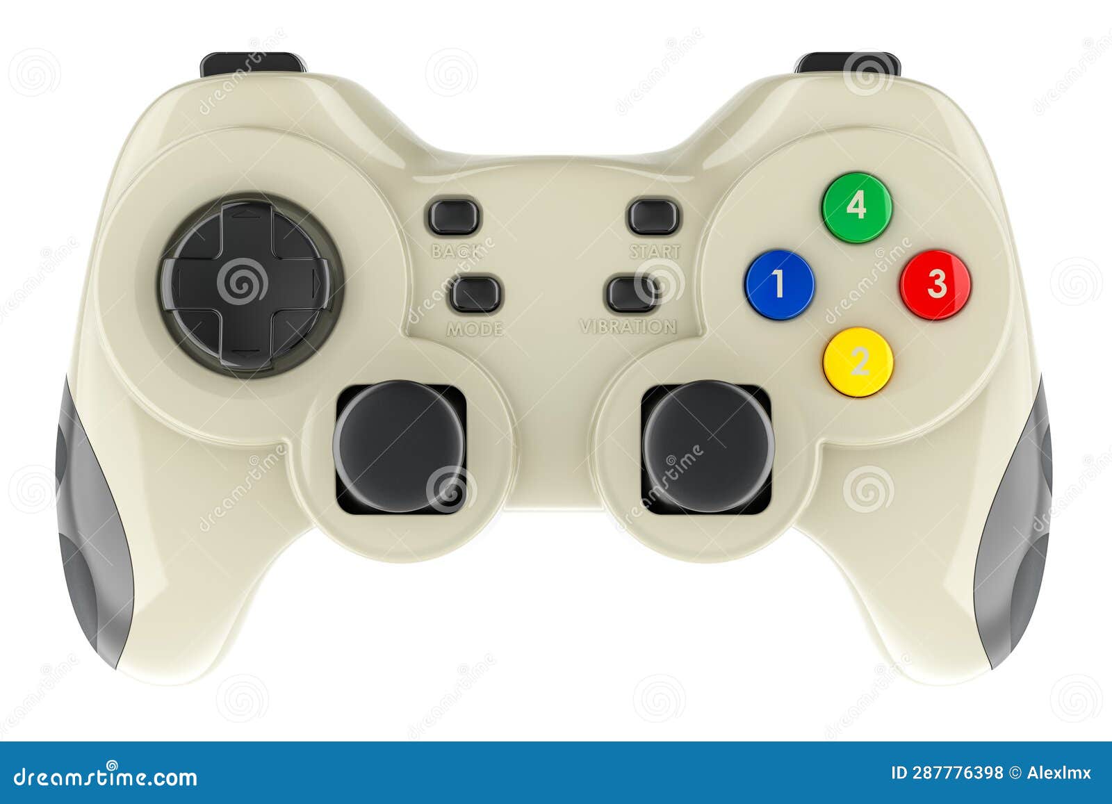 White Game Controller, Top View. 3D Rendering Stock Illustration - Illustration of joystick ...