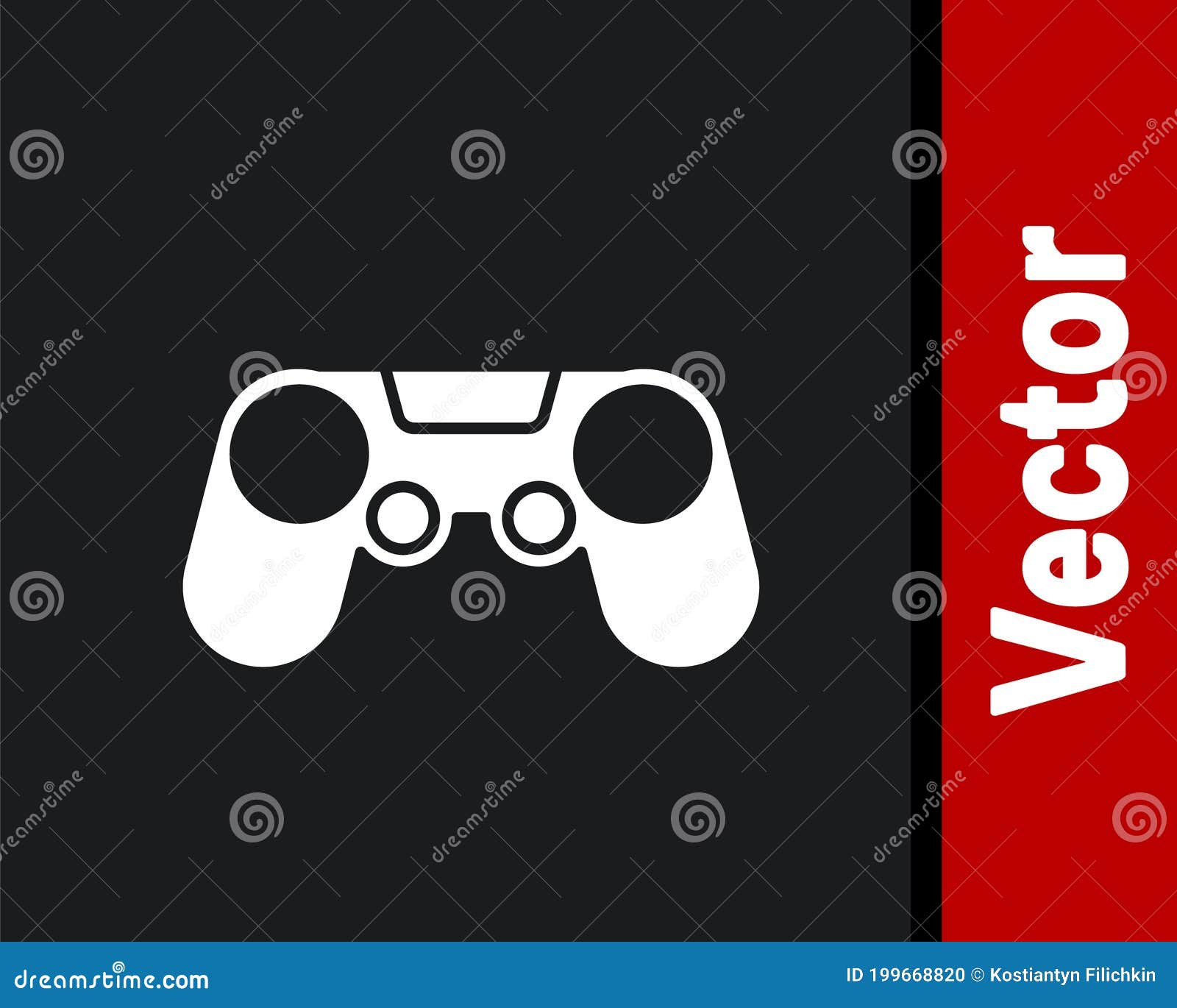 White Gamepad Icon Isolated on Black Background. Game Controller Stock ...