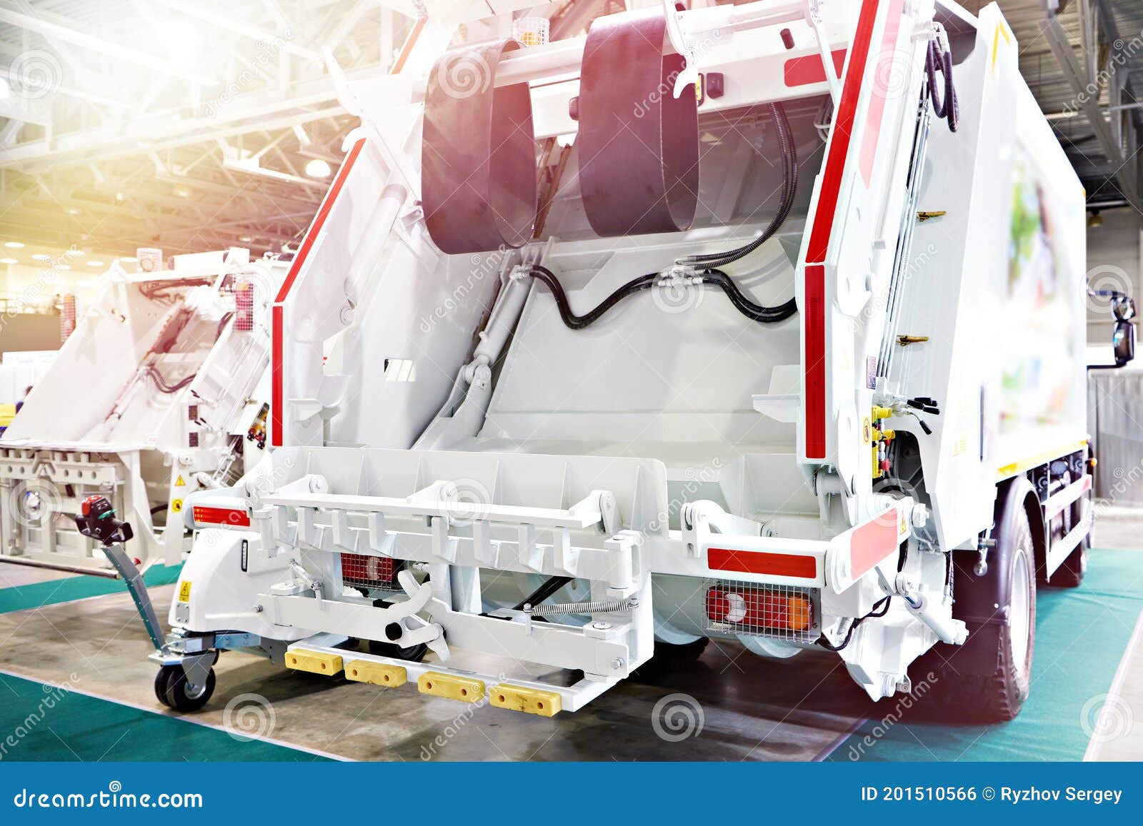 Garbage Truck with Loader for All Types of Waste Containers Stock Photo ...