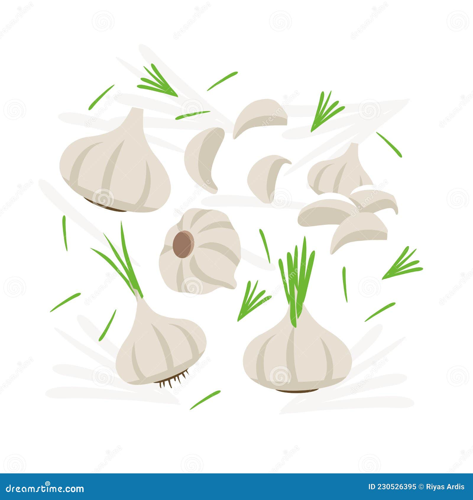 White Garlic Elements Abstract Vector Design Background for Packaging ...
