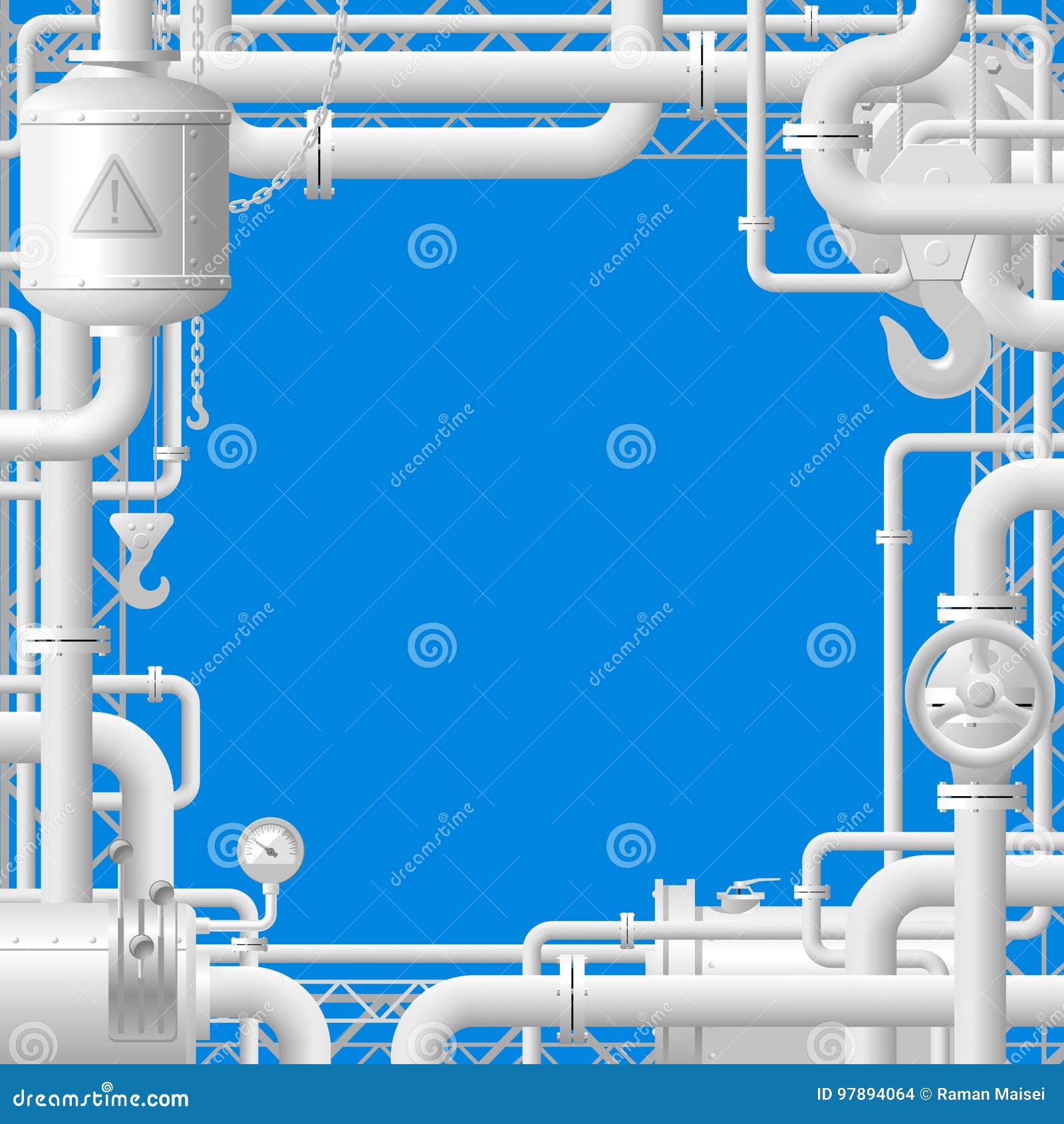 White Gas Pipes on Blue Background Stock Vector - Illustration of ...