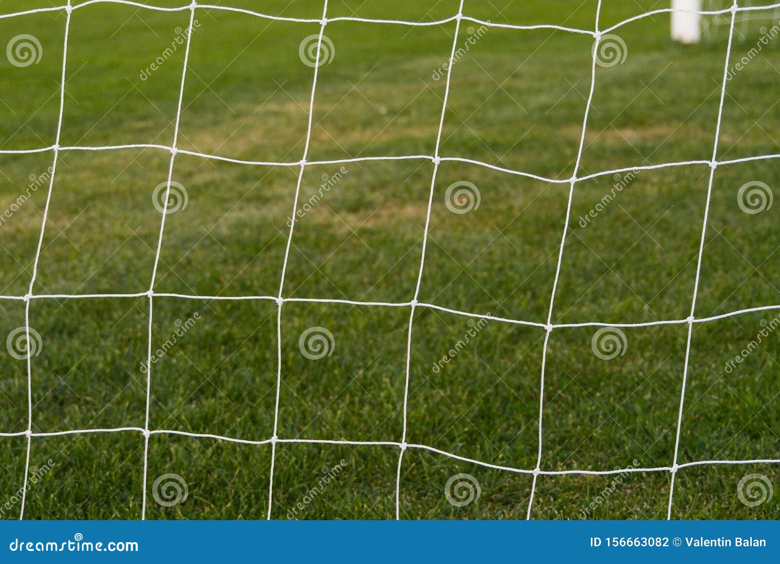 White Gate Net on Background of a Green Football Field Stock Photo ...