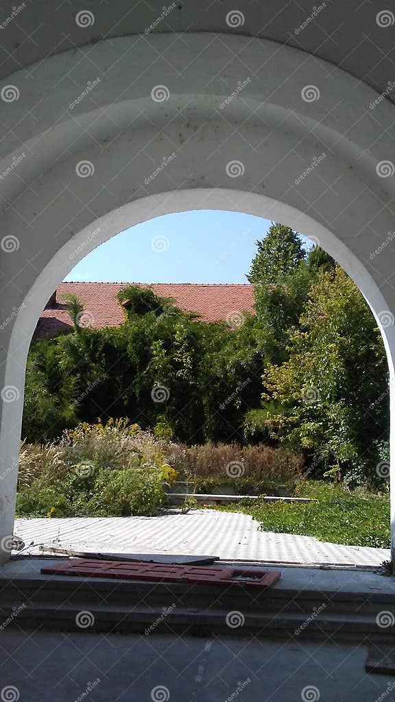 The white gate is open stock image. Image of historic - 157027189