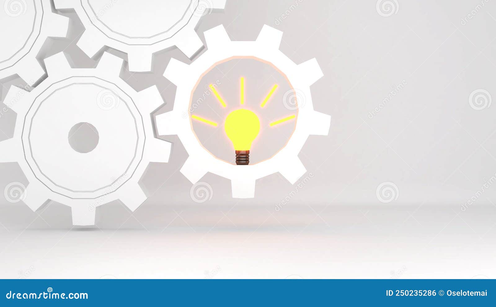 White Gear with Light Bulb on White Background,Mechanism of Creativity ...