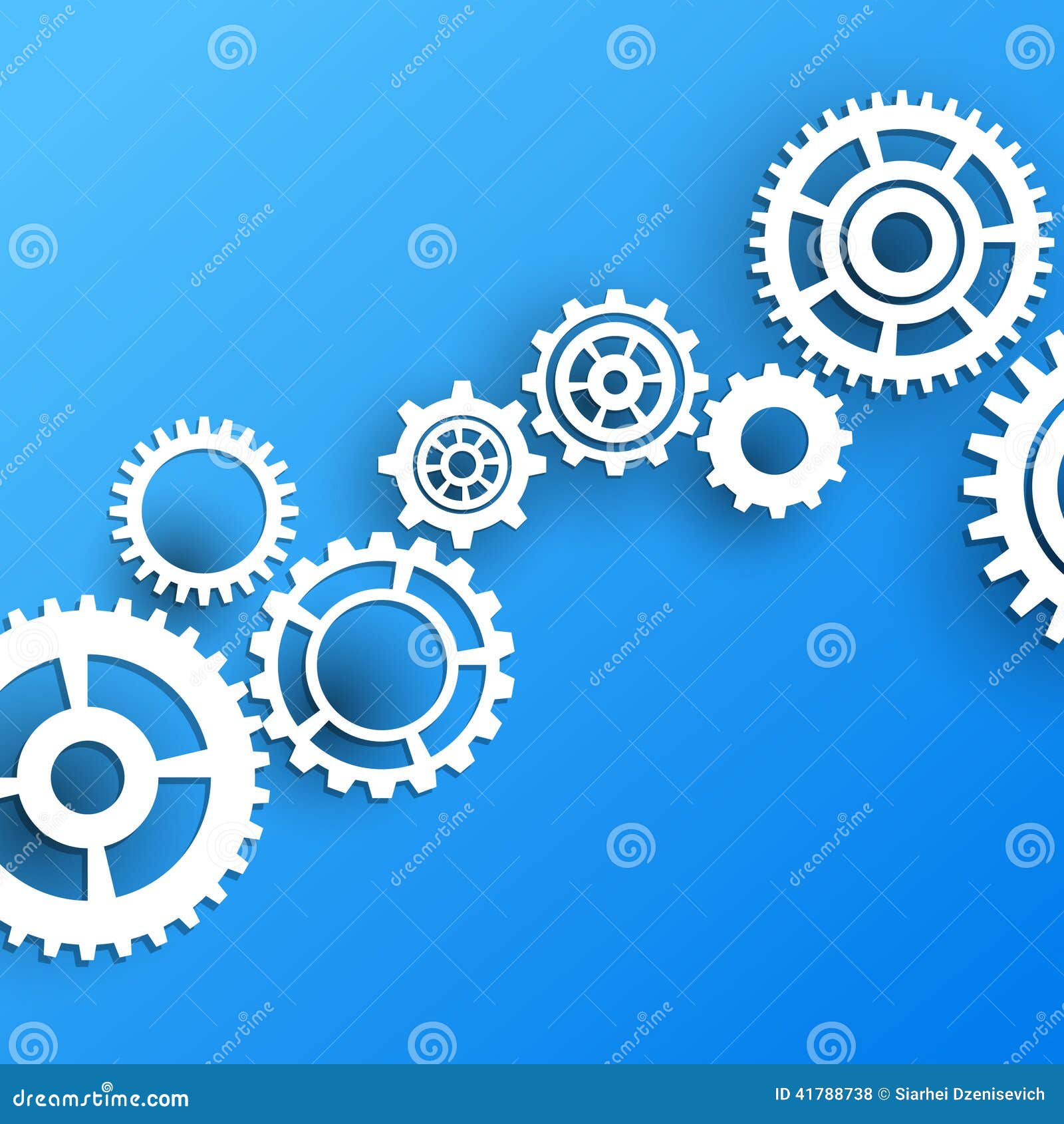 White Gear Model Over Blue Background Stock Vector - Illustration of ...