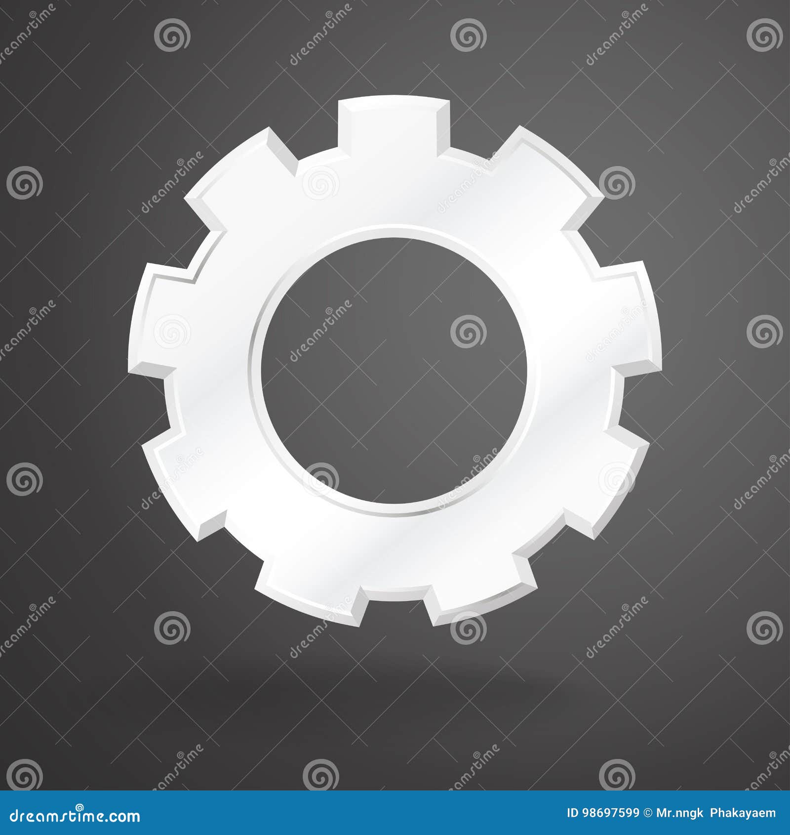 White Gear Realistic on Grey Background. Stock Vector - Illustration of ...