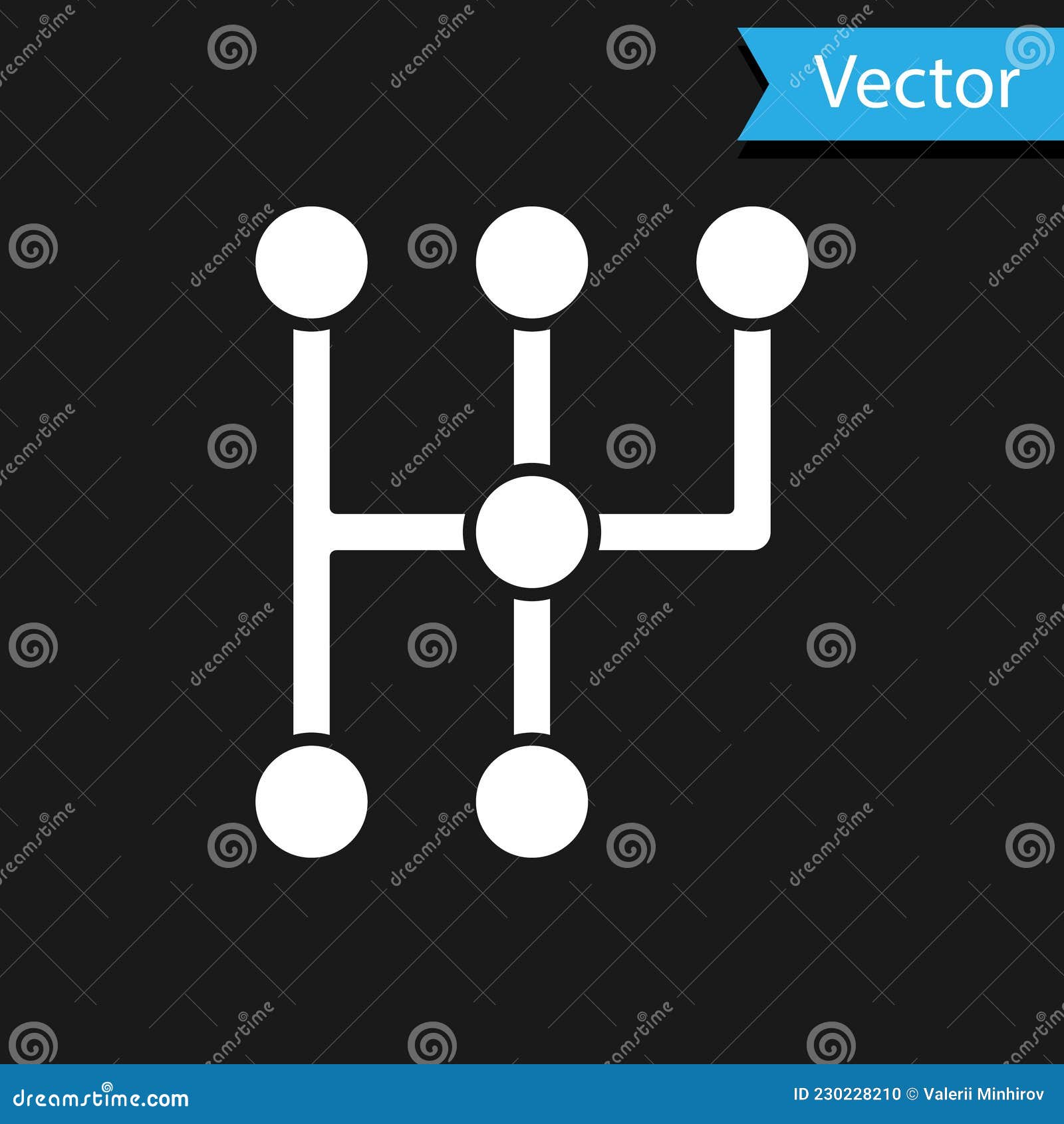 White Ray Transmission Tower Or Spotter Symbol On The Black Background ...
