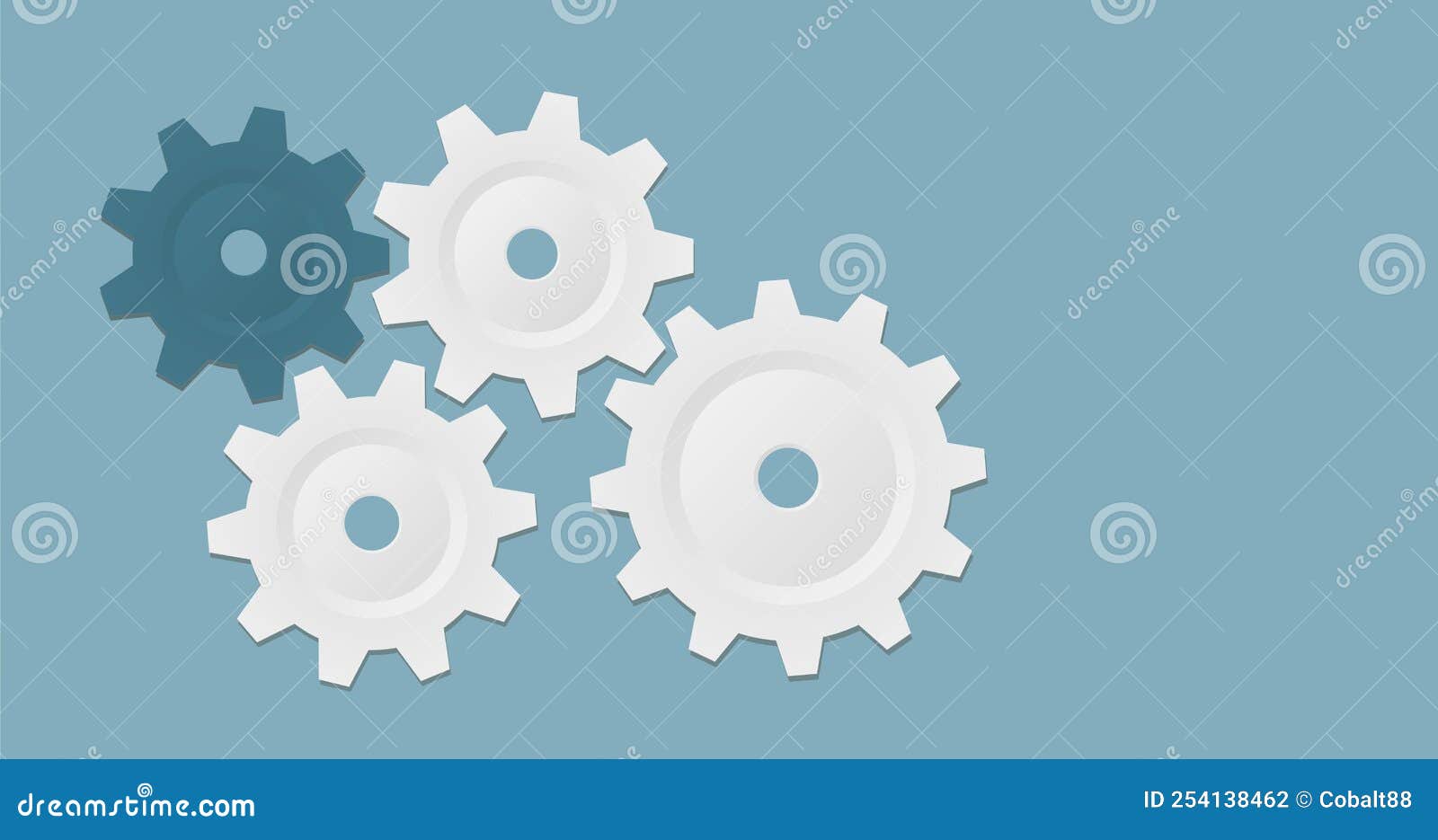 White Gears and Cogs on Blue, Cooperation Concept Background Stock ...