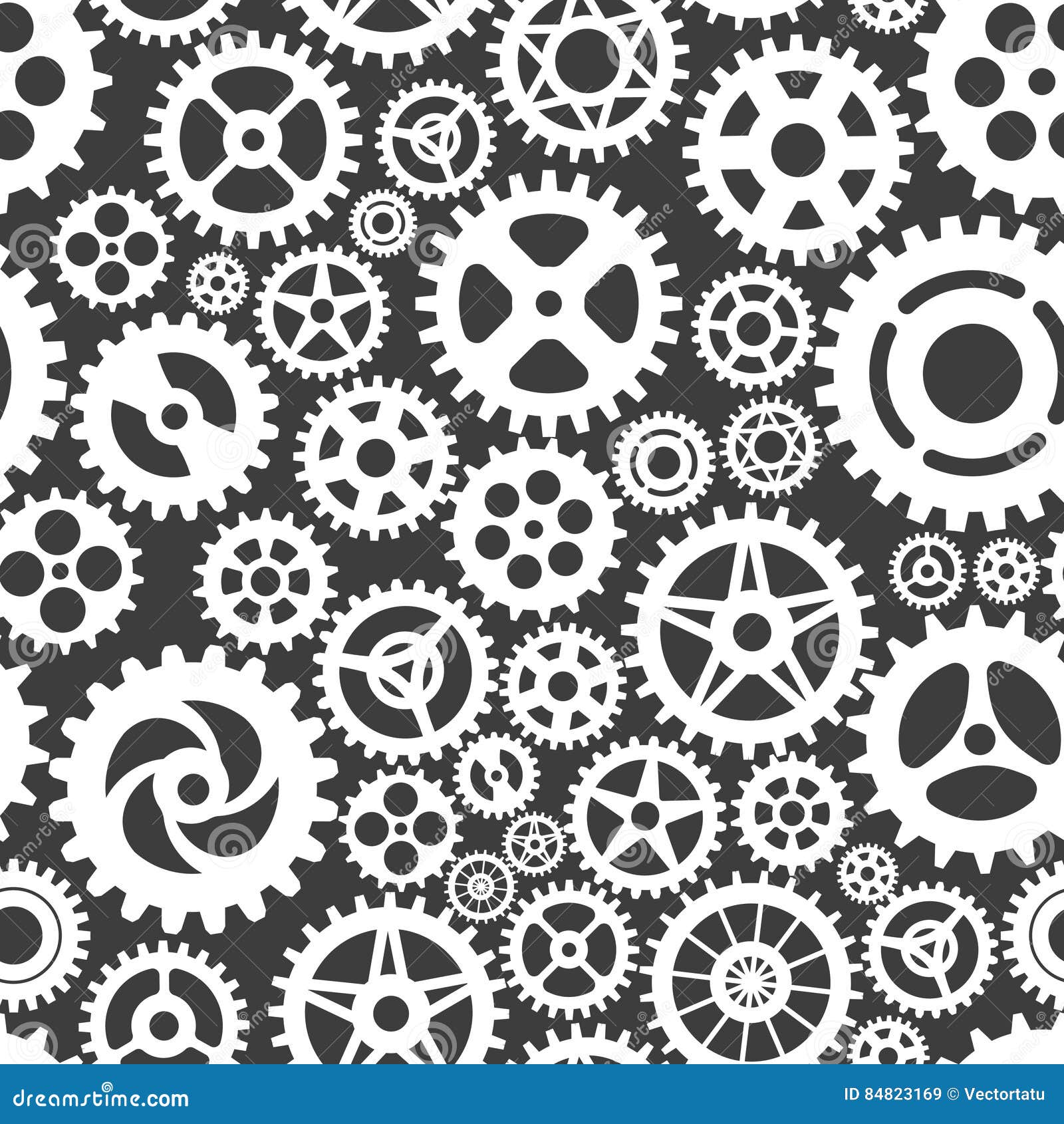 White Gears on Grey Seamless Patern Stock Vector - Illustration of gray ...