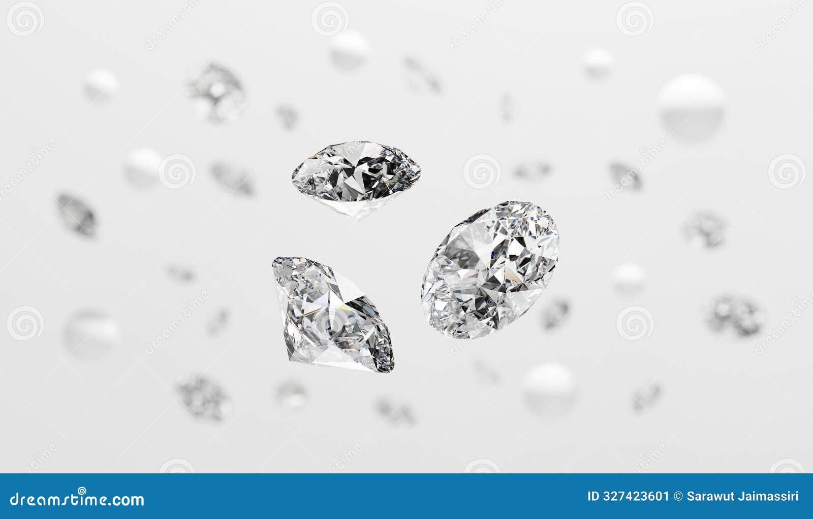 White Gem Diamond Group Falling Background Soft Focus 3d Rendering ...