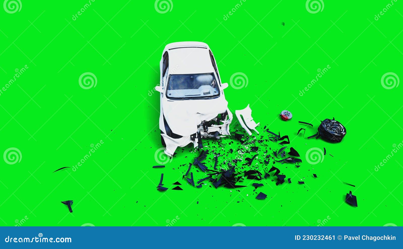 White Generic 3d Car Crashes into Invisible Wall. Car Accident Concept ...