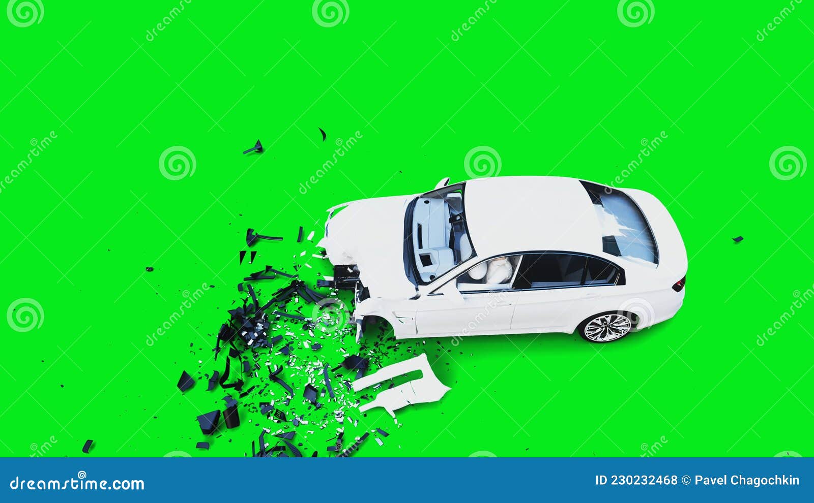 White Generic 3d Car Crashes into Invisible Wall. Car Accident Concept ...