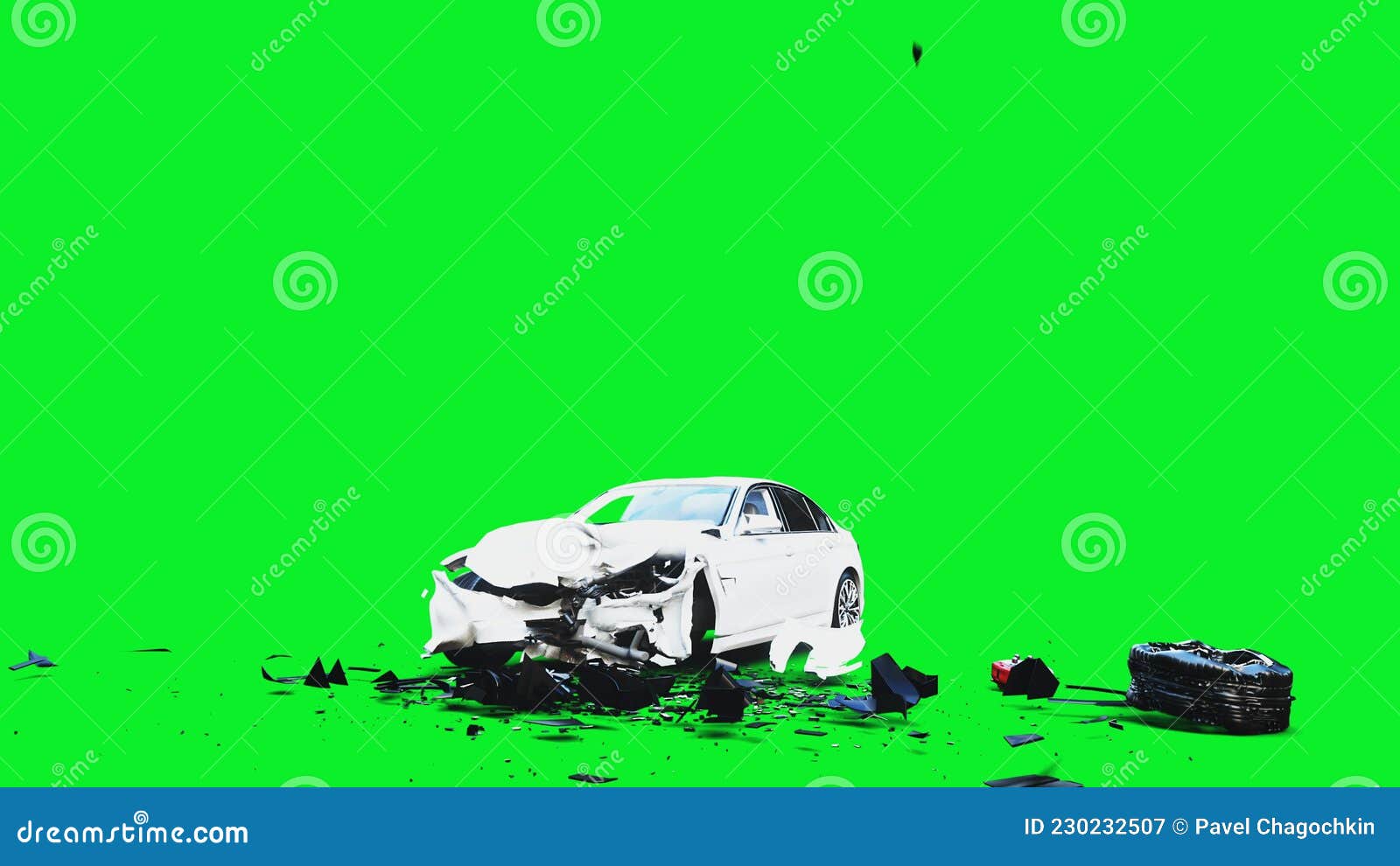 White Generic 3d Car Crashes into Invisible Wall. Car Accident Concept ...