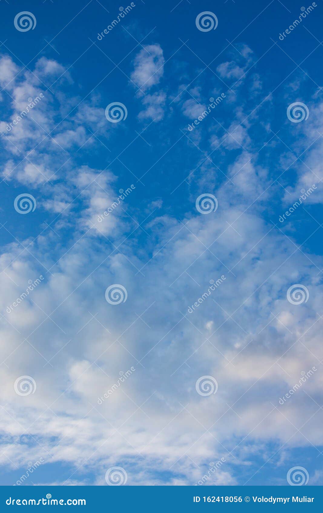 White Gentle Clouds in Blue Sky, Vertical Format_ Stock Photo - Image ...