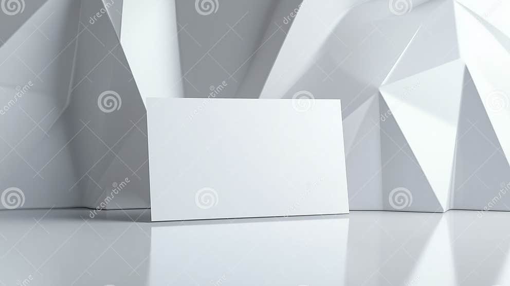 Abstract White Geometric Background with Rectangular Card in Foreground ...