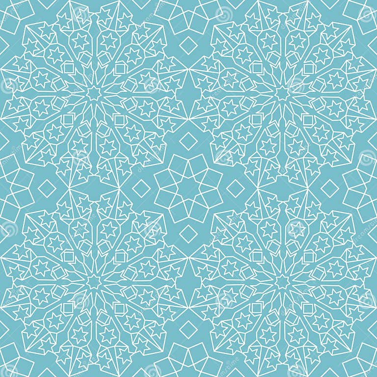 A White Geometric Circular Pattern is Repeated on a Blue Background ...