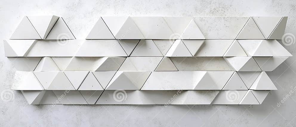 White Geometric 3D Wall Panel with Triangles in a Staggered Pattern ...