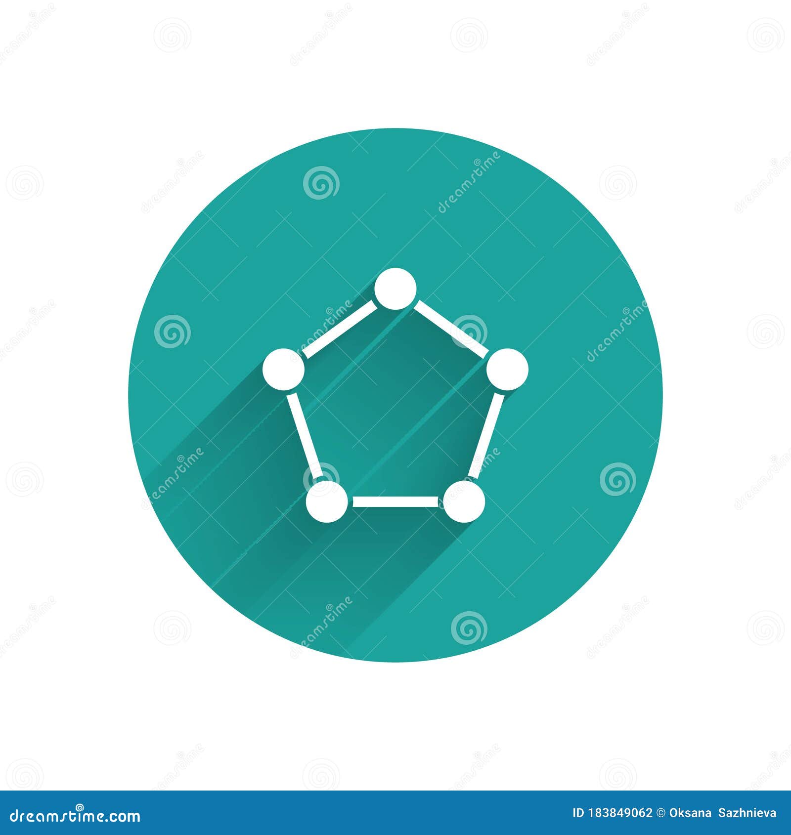 White Geometric Figure Pentagonal Prism Icon Isolated with Long Shadow ...