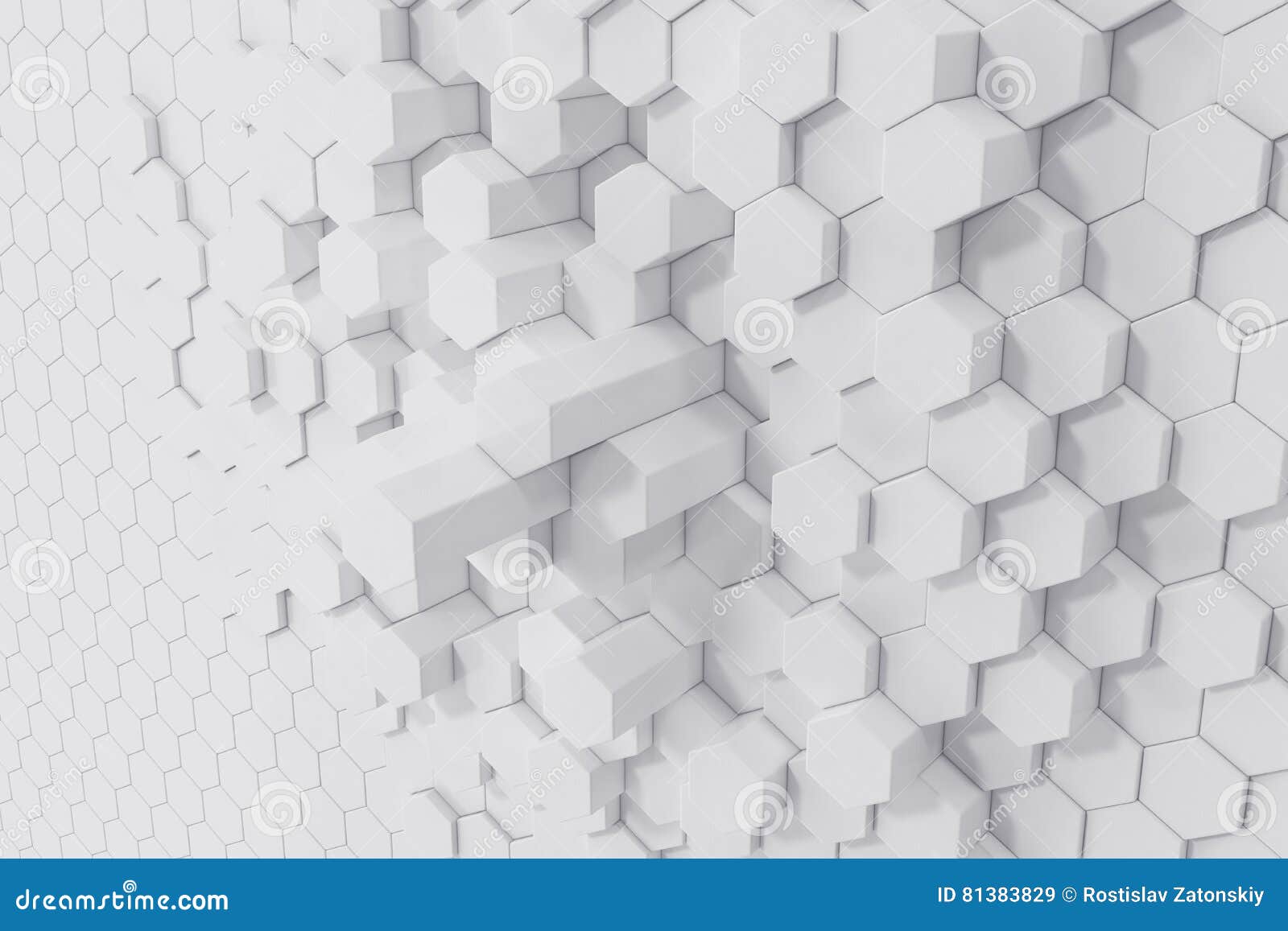 White Geometric Hexagonal Abstract Background. 3d Rendering Stock ...