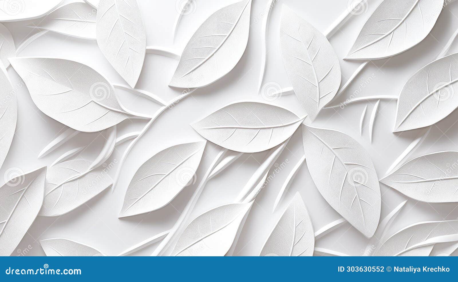 White Geometric Leaves 3d Tiles Texture Background Stock Photo - Image ...