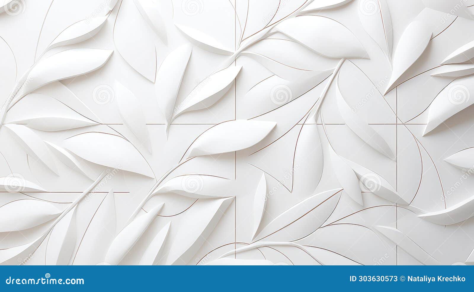 White Geometric Leaves 3d Tiles Texture Background Stock Illustration ...