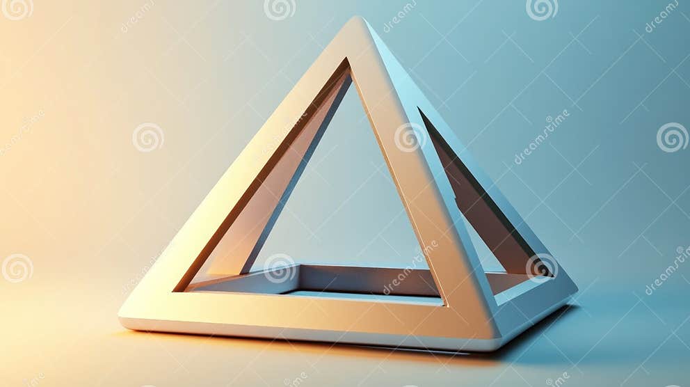 White Geometric Pyramid, Hollow Structure, Soft Light Stock ...