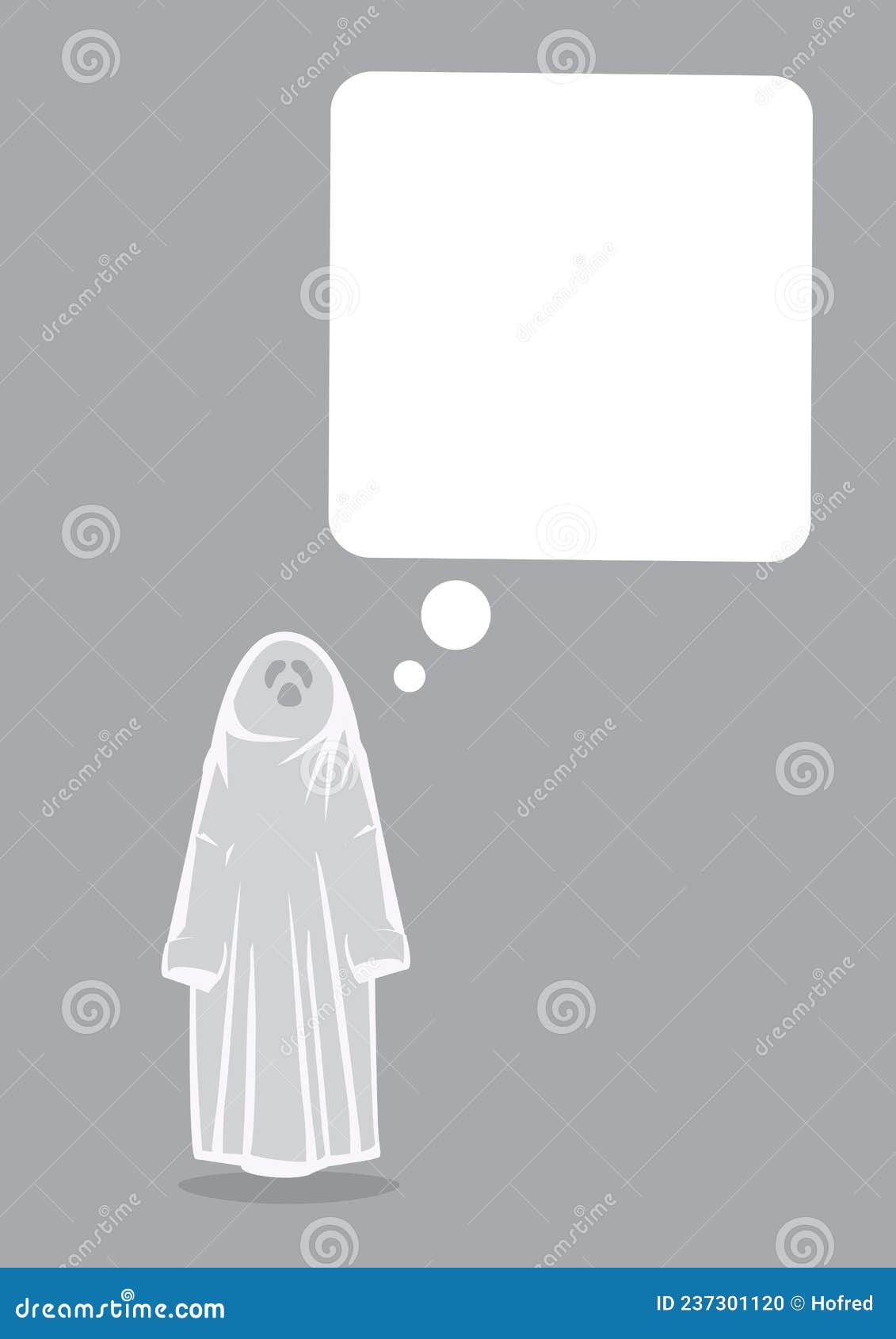 White Ghost with Empty Thinking Bubble. Vector Cartoon Illustration ...