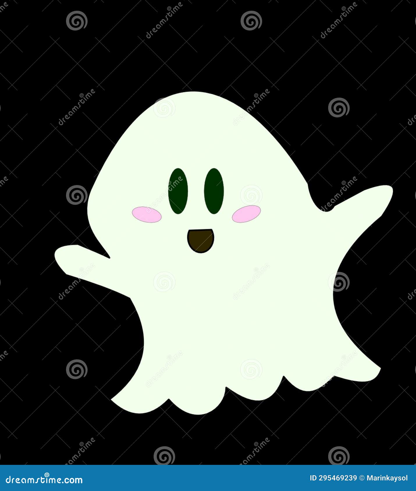 White Ghost Funny Vector Illustration Halloween Monster Stock Vector ...