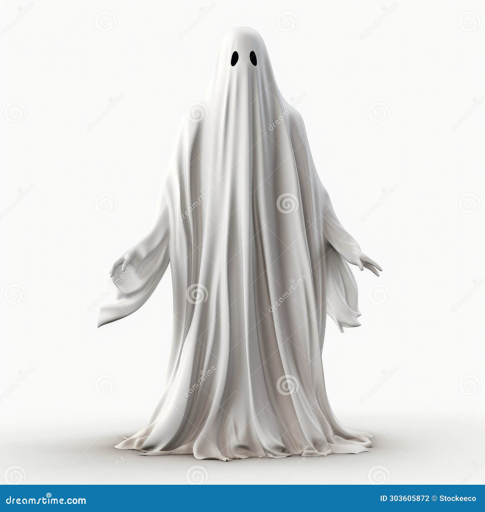 Eerily Realistic 3d Ghost on White Background Stock Illustration ...