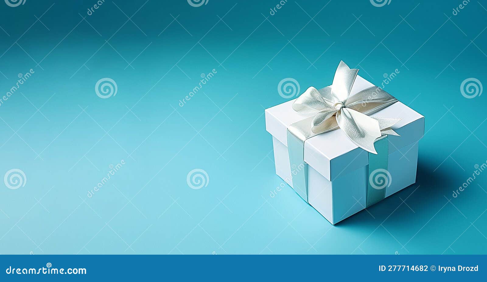 White Gift Box on Blue Background. Copy Space. Generative AI Stock ...