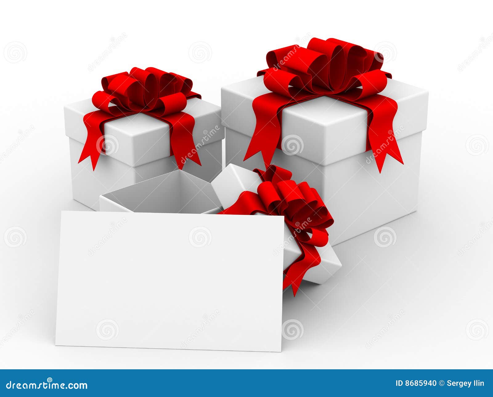 White Gift Box with a Card. Stock Illustration - Illustration of cover ...