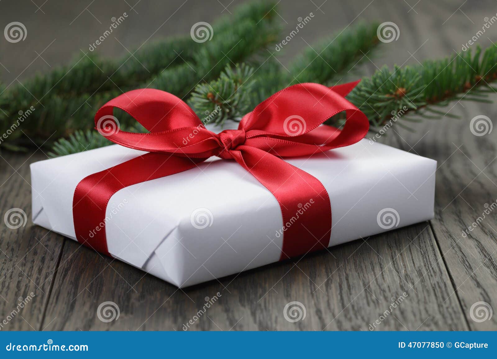White Gift Box for Christmas Stock Photo - Image of decor, rustic: 47077850