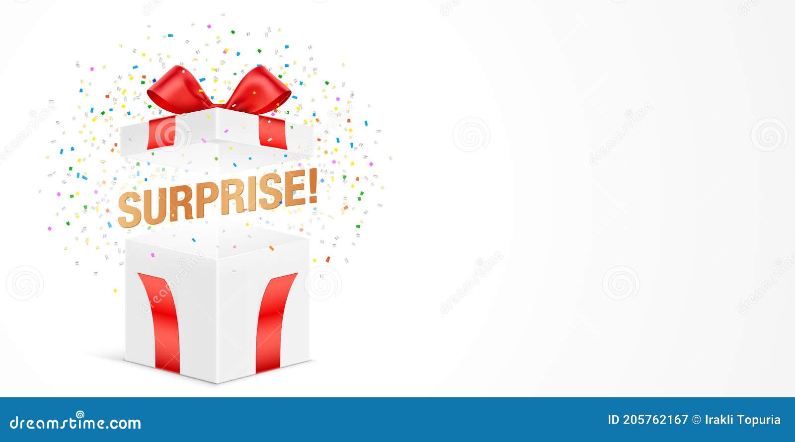 White Gift Box with Confetti, and Surprise Message Stock Vector ...