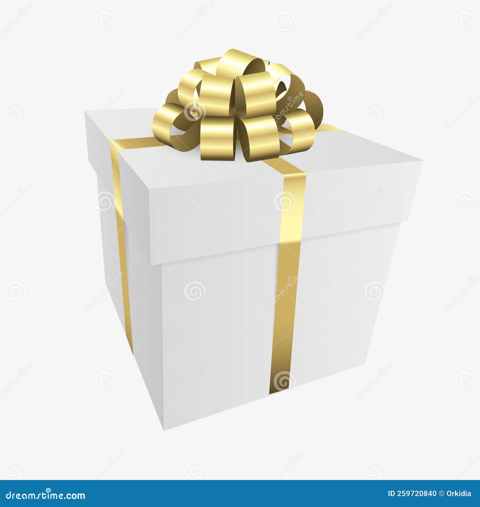 White Gift Box with a Gold Bow - Christmas and Birthday Present ...