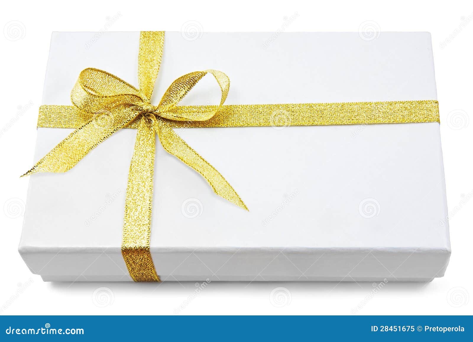 White Gift Box With Gold Ribbon Stock Image - Image of ribbon, ornament ...